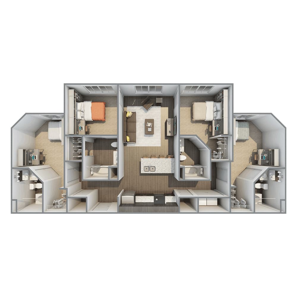 Spacious 4-Bedroom Apartments at Halo 46 Tampa